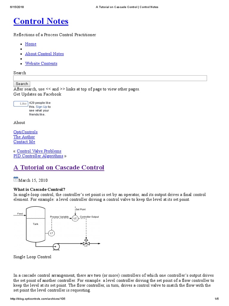 A Tutorial On Cascade Control - Control Notes | PDF | Control Theory ...