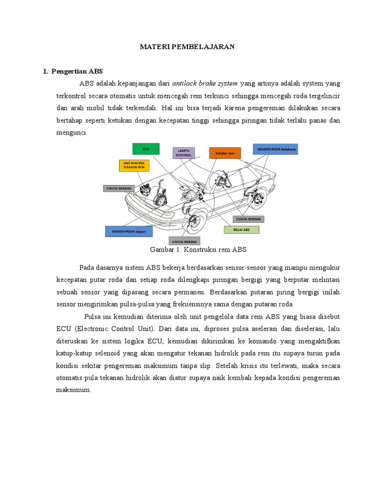 Bahan Ajar Sistem Rem Abs | PDF
