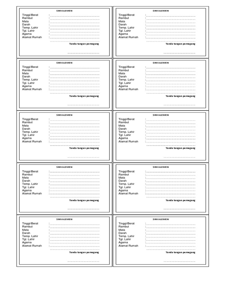 Template Kta Belakang | PDF