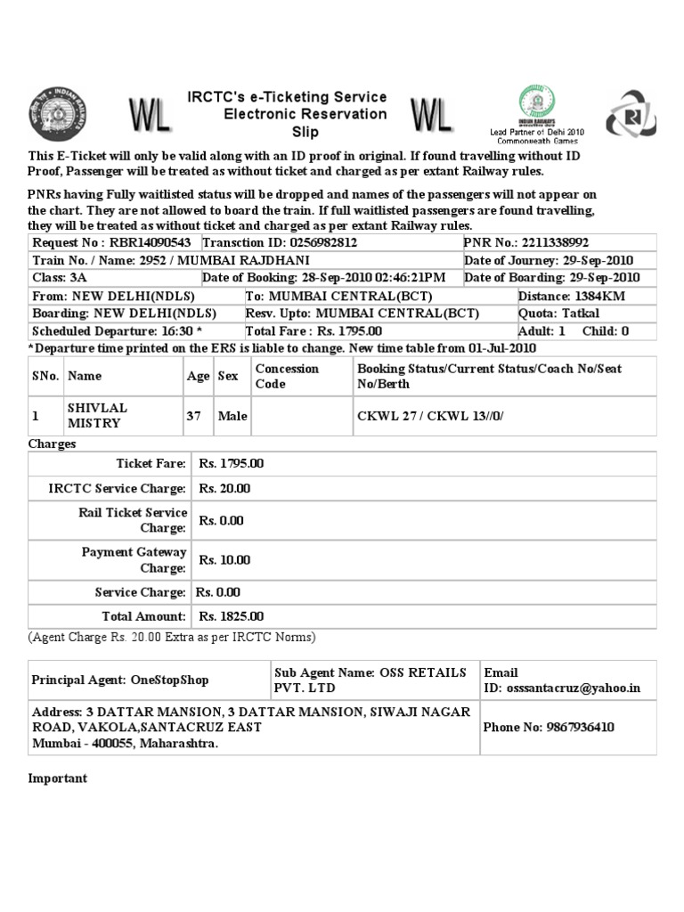 1 | Conductor (Rail) | Identity Document