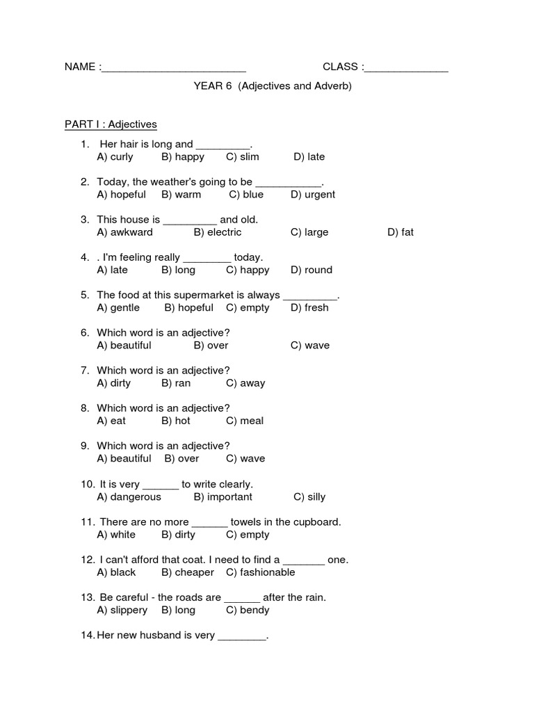 BI (Year 6) | PDF | Adverb