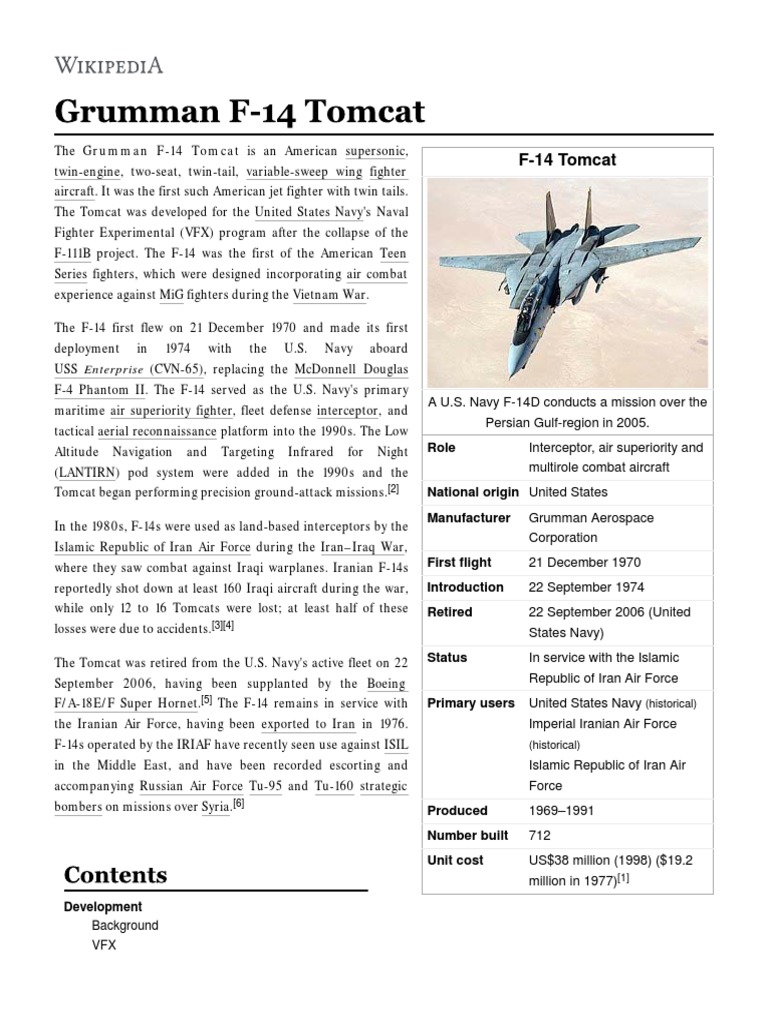Northrop Grumman F-14 | PDF | Aircraft | Military Science