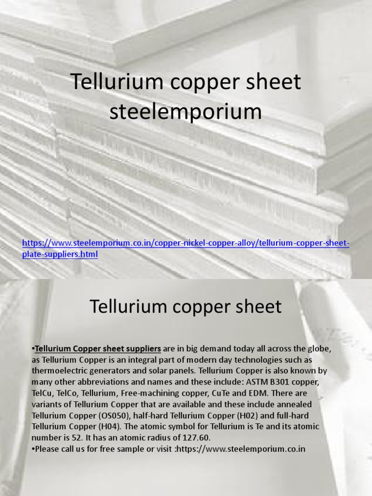 Tellurium Copper Sheet Steelemporium: Plate-Suppliers - HTML | PDF ...