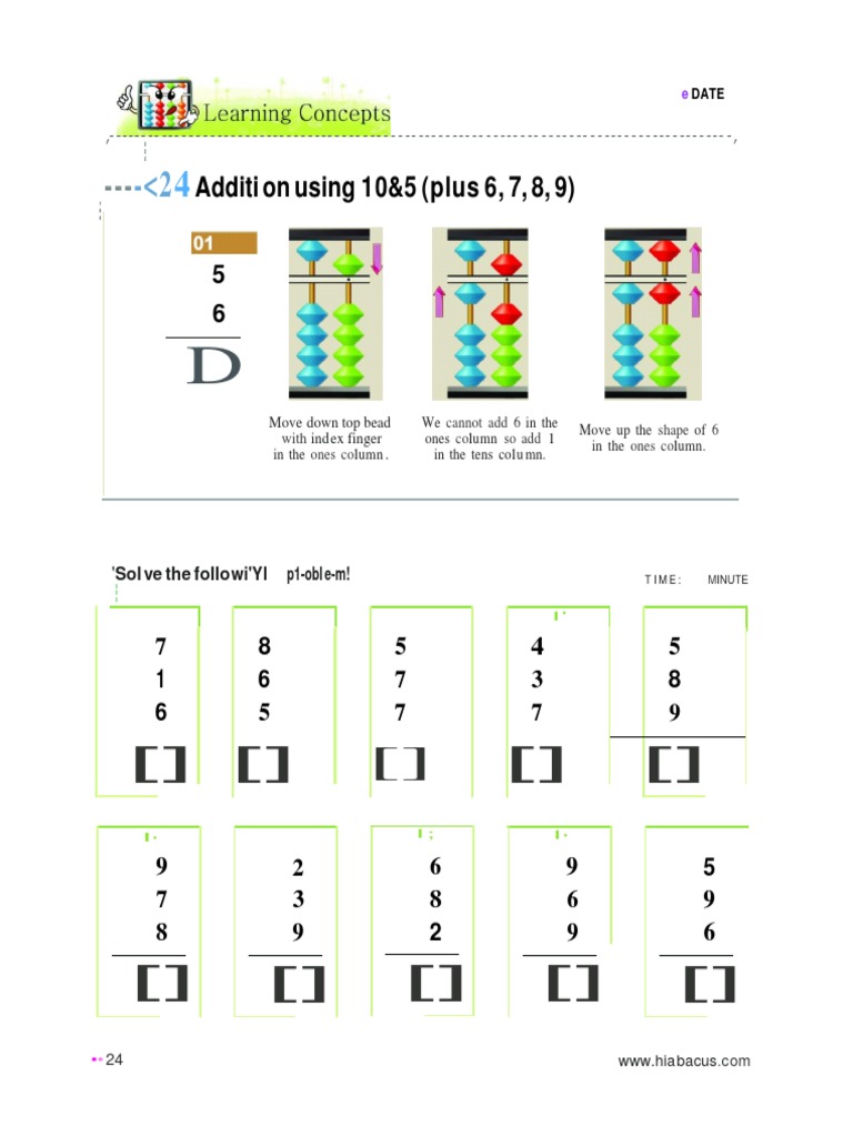 Additi On Using 1 0&5 (Plus 6, 7, 8, 9) : 'Sol Ve The Follo Wi'yl P1 ...
