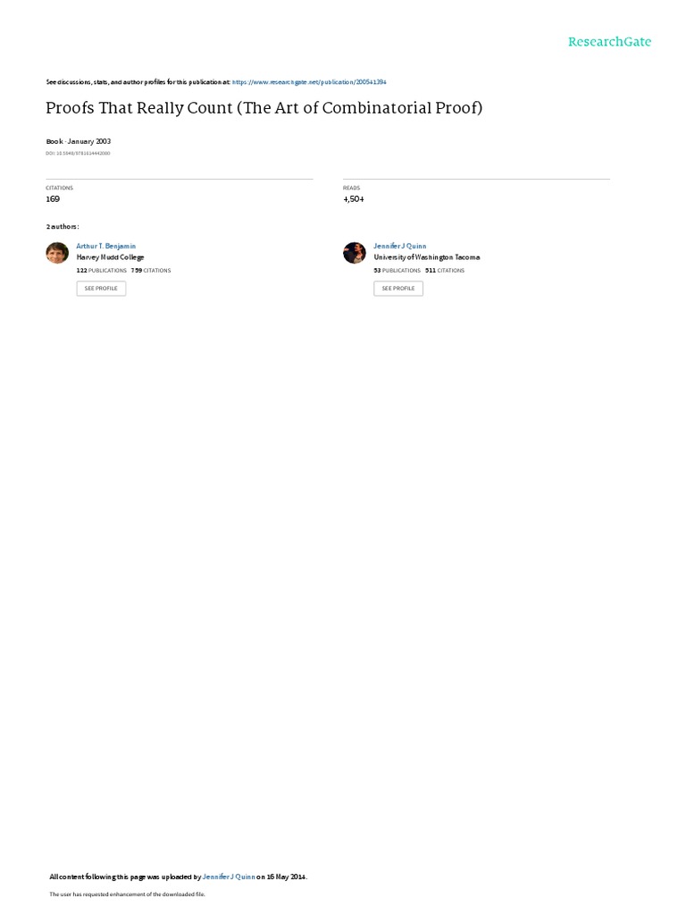 Combinatorial Proofs for Enthusiasts | PDF | Combinatorics | Discrete ...