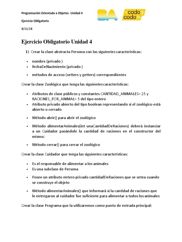Ejercicios Pdf Objeto Informática Constructor Programación Orientada A Objetos