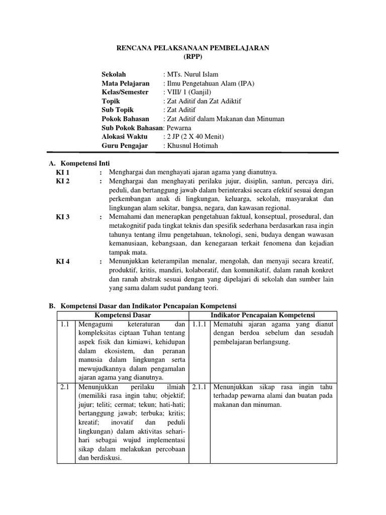 RPP Model Pembelajaran Inkuiri | PDF