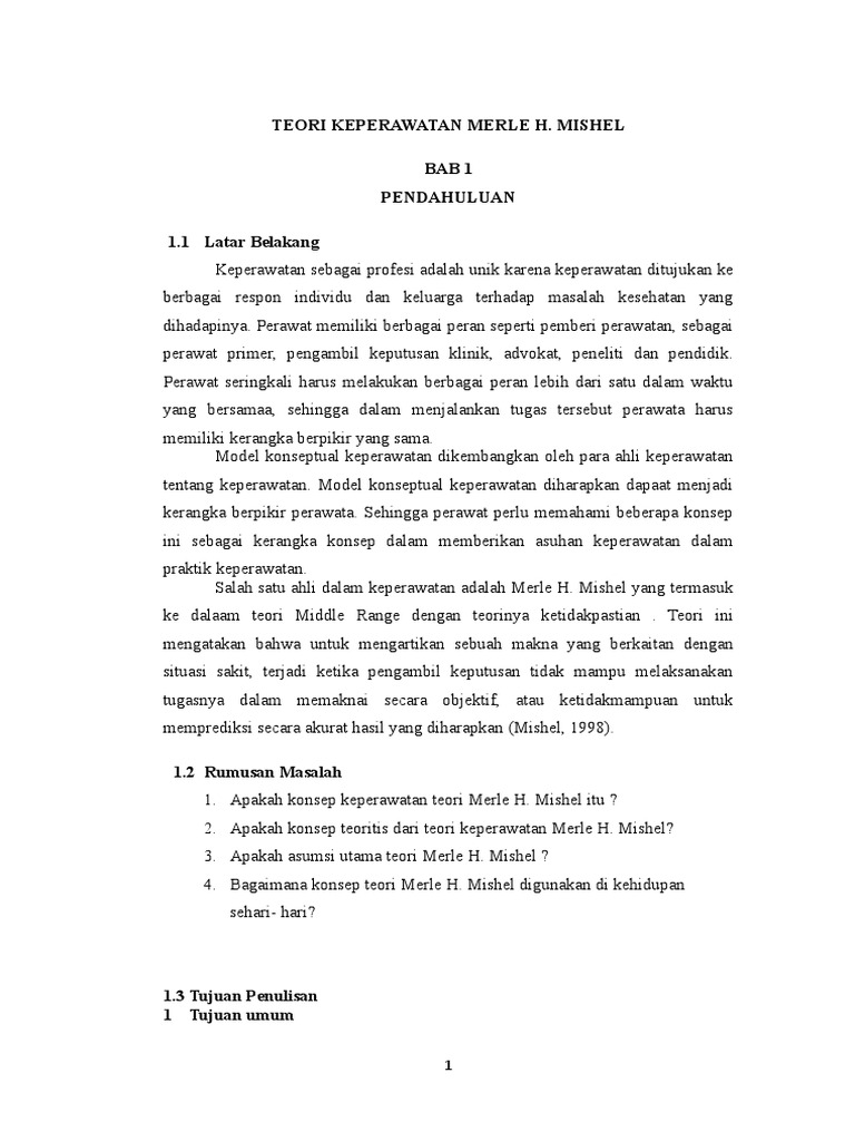 Teori Keperawatan Merle H. Mishel | PDF