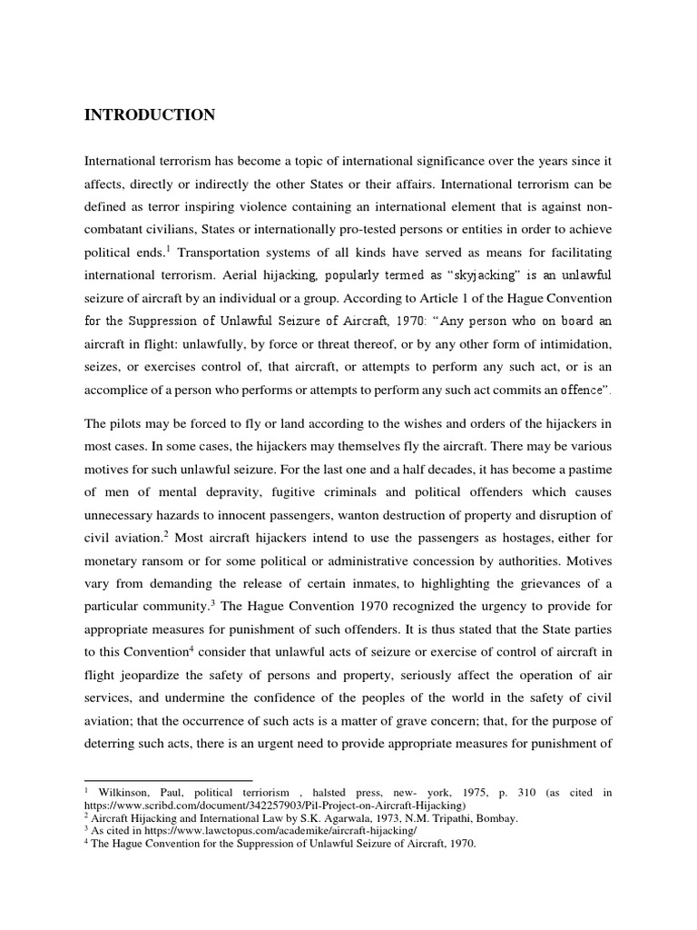 Aviation Law & Terrorism Analysis | PDF | Aircraft Hijackings | Crime & Violence