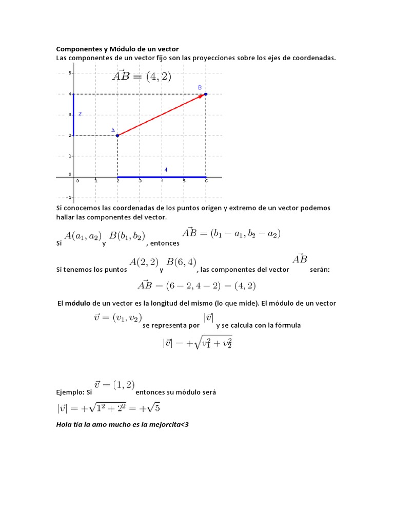 Componentes y Módulo de Vectores | PDF | Vector Euclidiano | Sistema ...