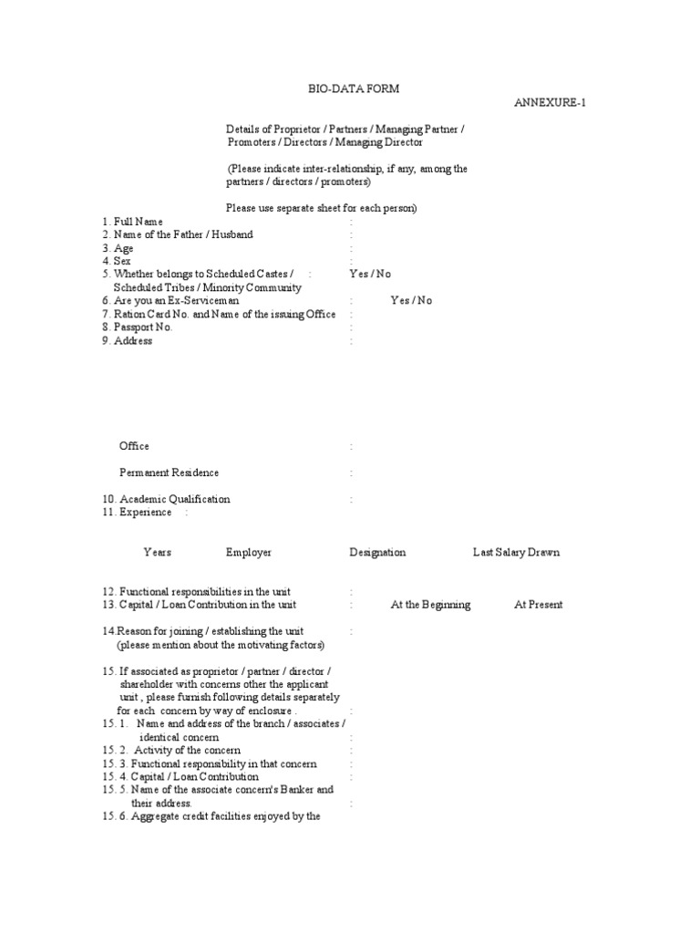 Bio Data | PDF