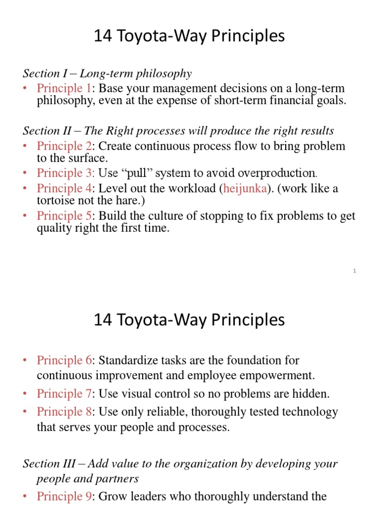 14 Toyota-Way Principles | PDF