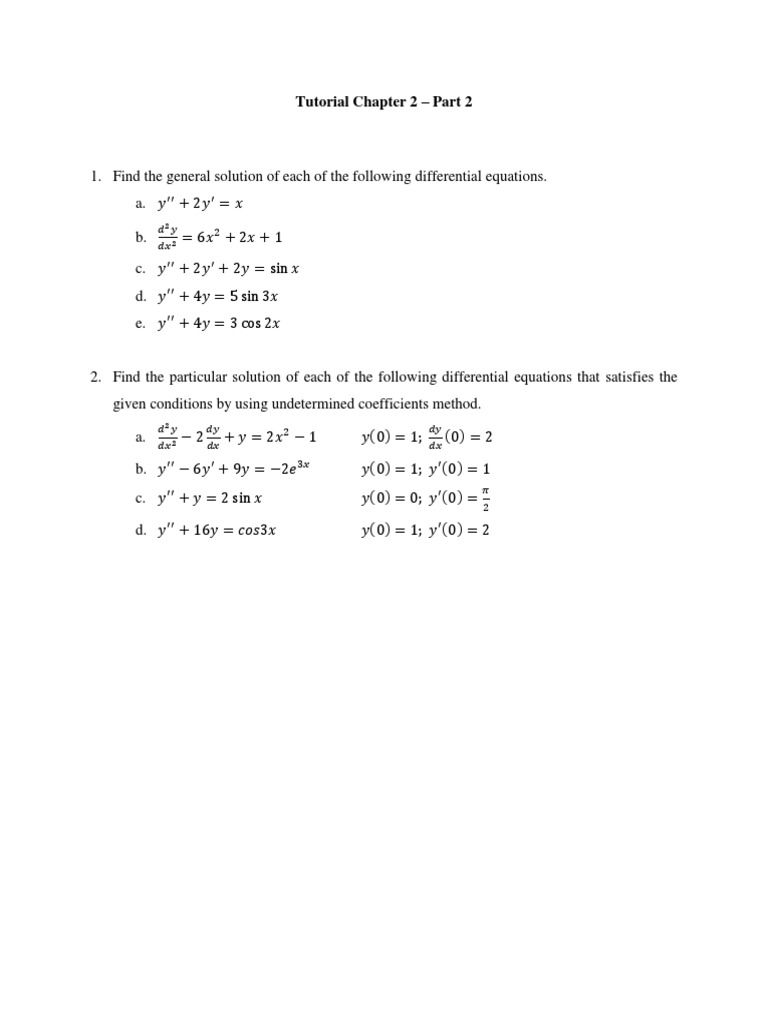 Differential Equations Solutions Guide | PDF