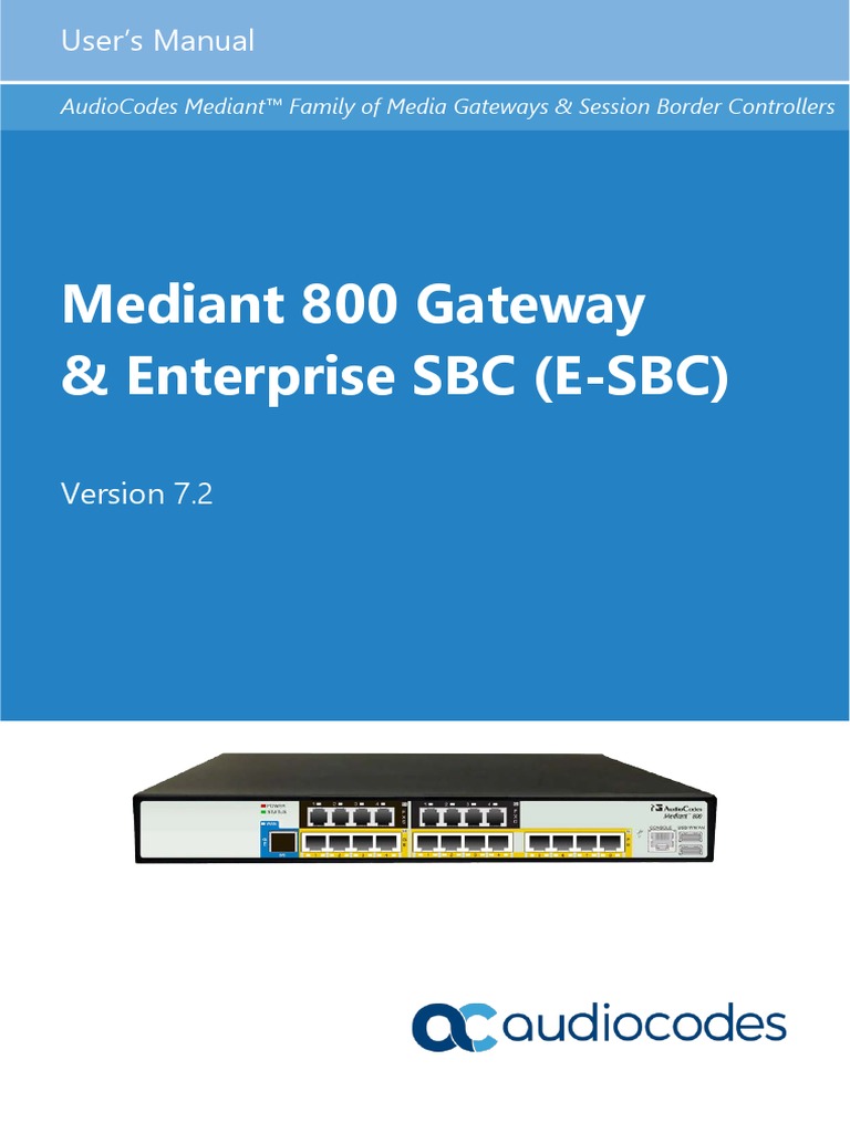 Mediant 800 Gateway and e SBC Users Manual Ver 72 | PDF | Public Key ...