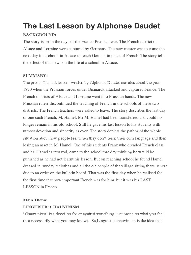 M. Hamel's Last French Lesson | PDF | Franco Prussian War | German Empire