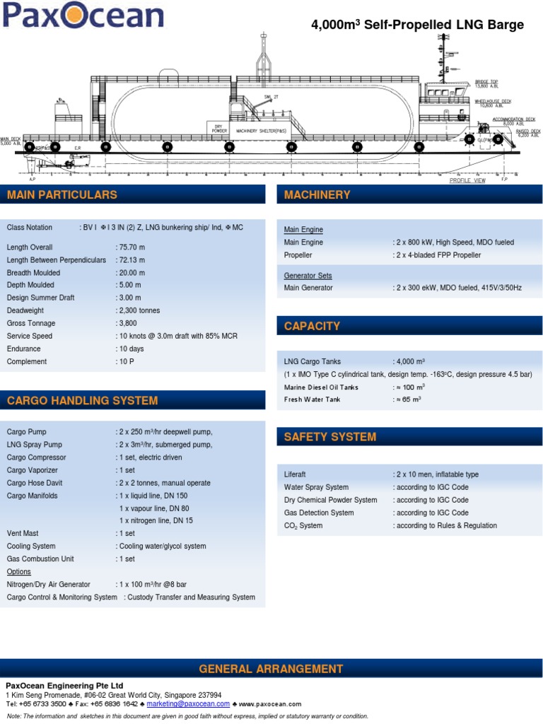 Product Brochure 4000m3 Self Propelled LNG Barge PDF | PDF | Liquefied ...