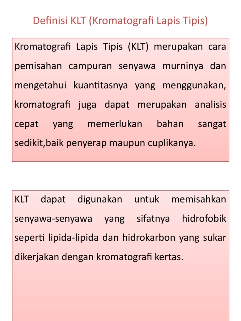 Definisi KLT (Kromatografi Lapis Tipis) & Fase Gerak | PDF
