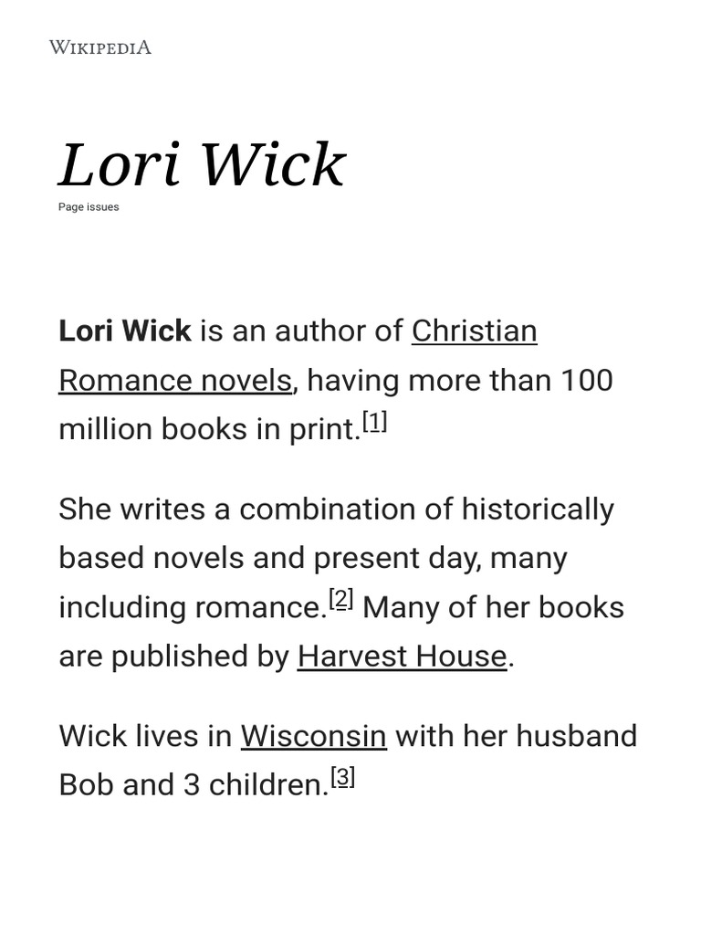 Lori Wick - Wikipedia | PDF