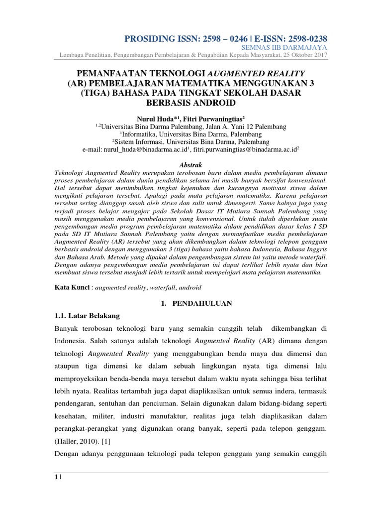 Pemanfaatan Teknologi Augmented Reality (Ar) Pembelajaran Matematika ... Pemanfaatan Teknologi Augmented Reality (Ar) Pembelajaran Matematika ...