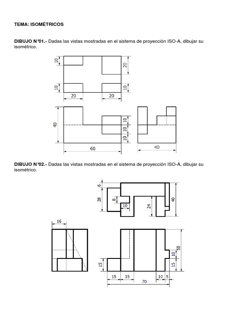 Ejercicios de Dibujo Isométrico | PDF | Informática