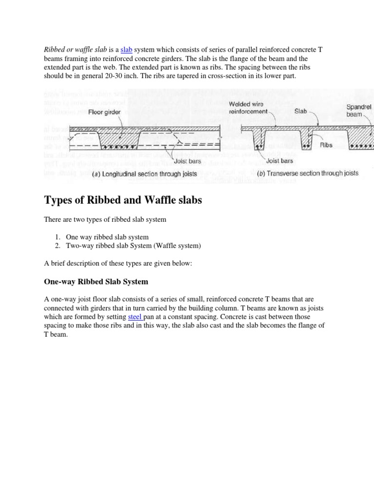 Ribbed or Waffle Slab Is A Slab System Which Consists of Series of ...