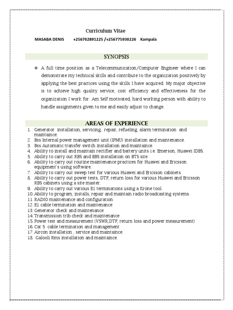 Masaba Denis CV | PDF | Cisco Certifications | Telecommunications