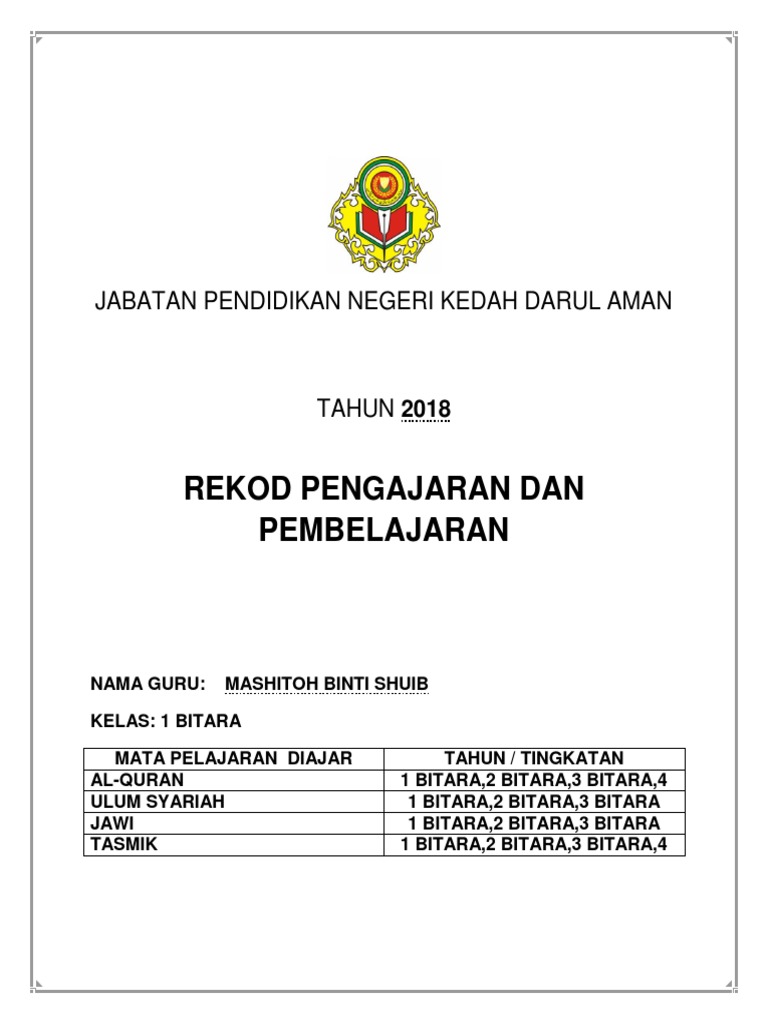 Rekod Pengajaran Guru Mashitoh | PDF | Ilmu Sosial | Sains & Matematika