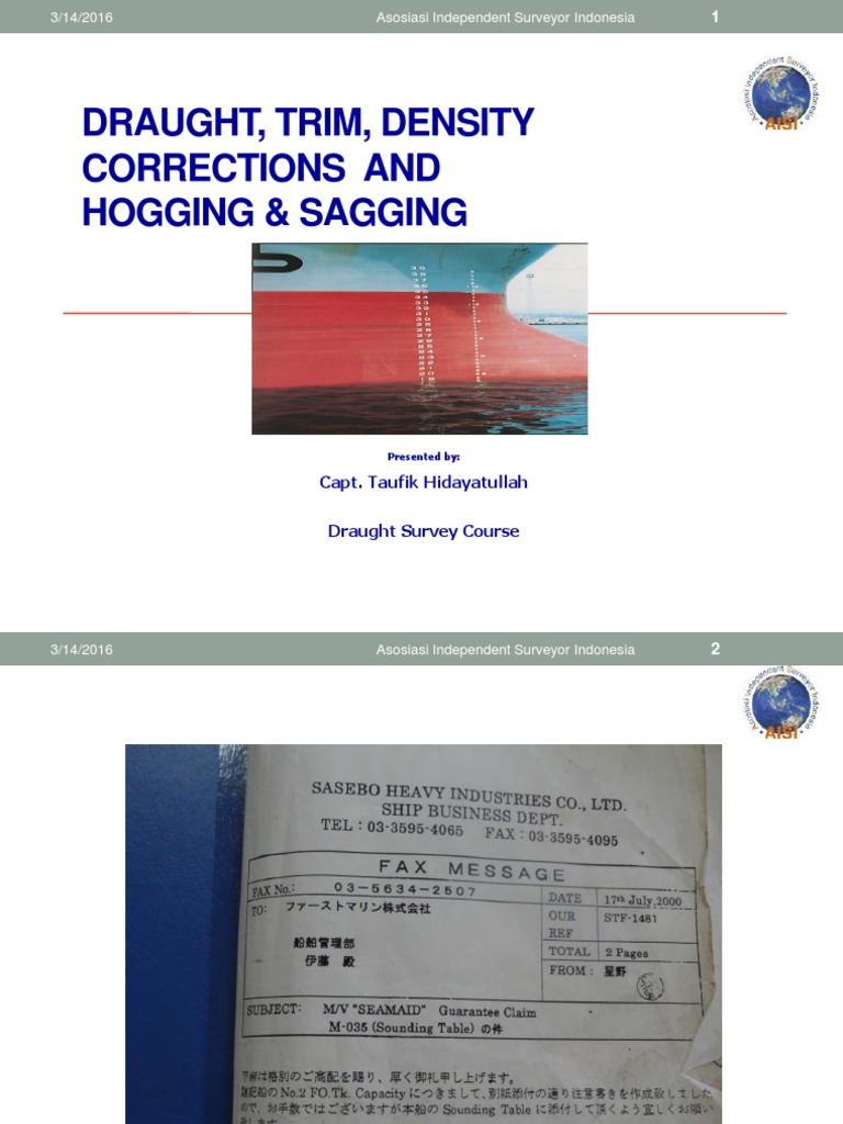 Draft, Trim, Hog-Sag & Density Correction - AISI - Presentation | PDF