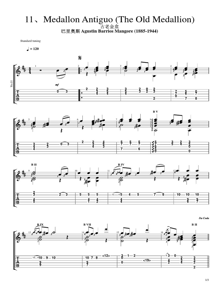 11 Medallon Antiguo (The Old Medallion) : Agustin Barrios Mangore (1885 ...