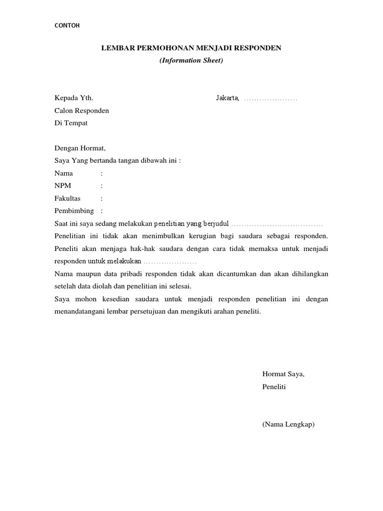 Contoh Information Sheet Dan Informed Consent | PDF