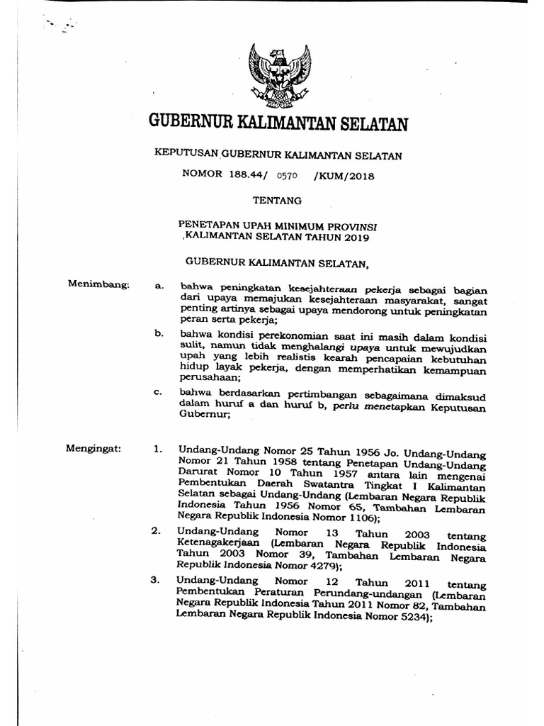 UMP Kalsel 2019 | PDF