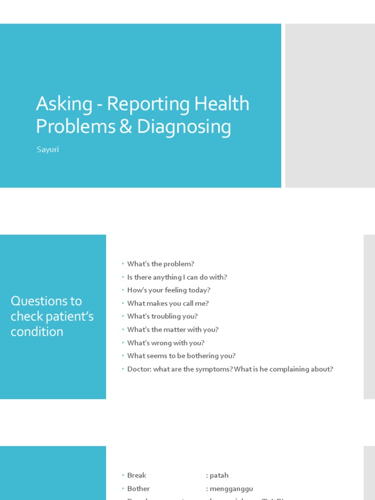 Asking - Reporting Health Problems & Diagnosing | PDF | Constipation ...