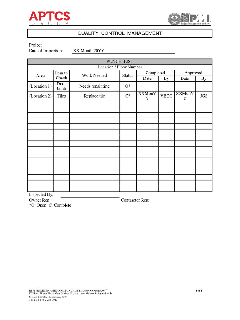 Punchlist Form v2 | PDF | Real Estate Law | Construction Management