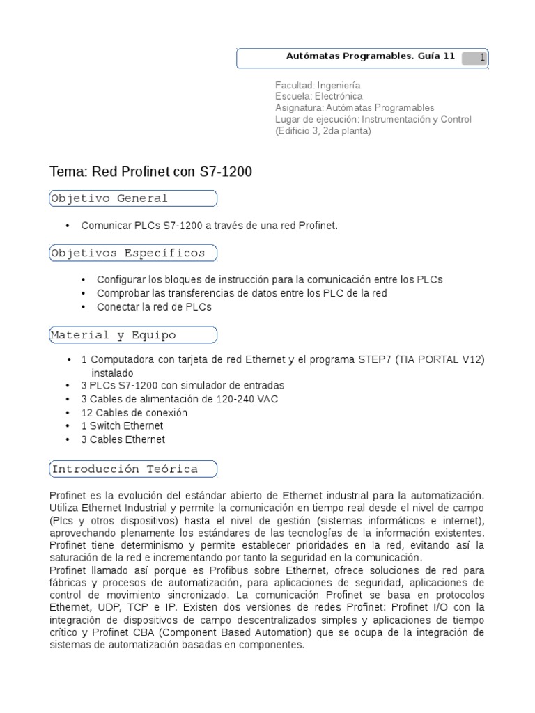 Tema - Red Profinet Con S7-1200 | PDF | Protocolo de Control de ...
