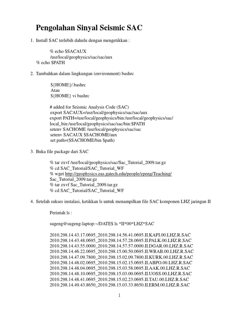 Pengolahan Sinyal Seismic SAC | PDF