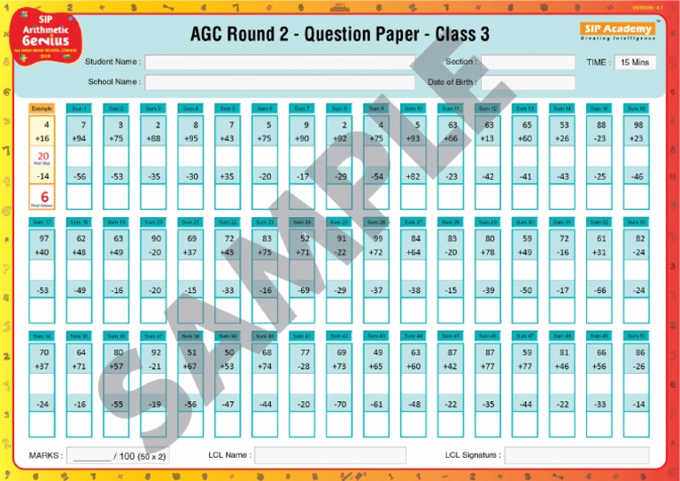 AGC Round 2 Set A Question-Paper Class 3 | PDF