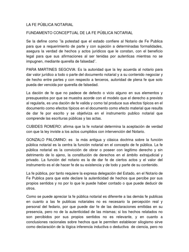 La Fe Publica Notarial | PDF | Certeza | Fe