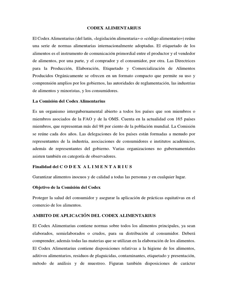 Normas del Codex Alimentarius y NTP | PDF | Organización internacional ...
