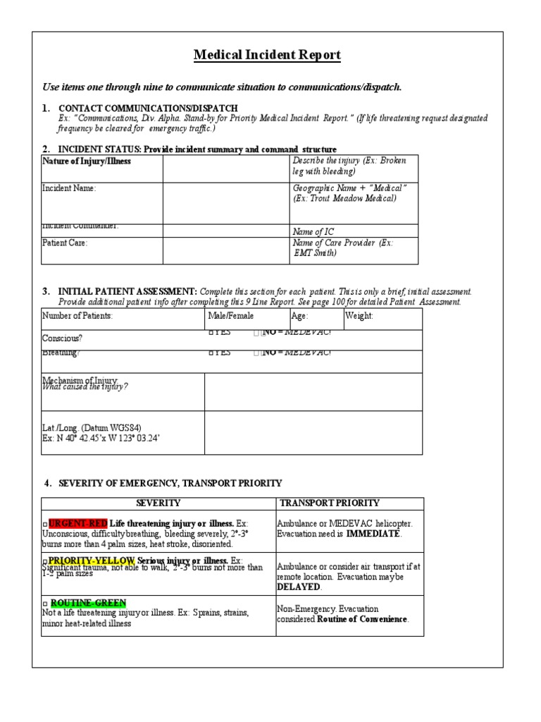 Medical Emergency Incident Report | Emergency | Ambulance