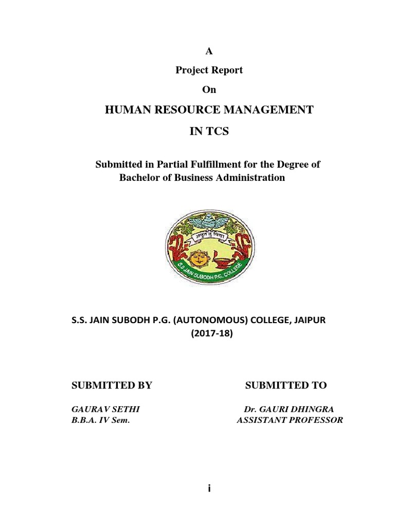 Human Resource Management in TCS: A Project Report On | PDF | Human ...