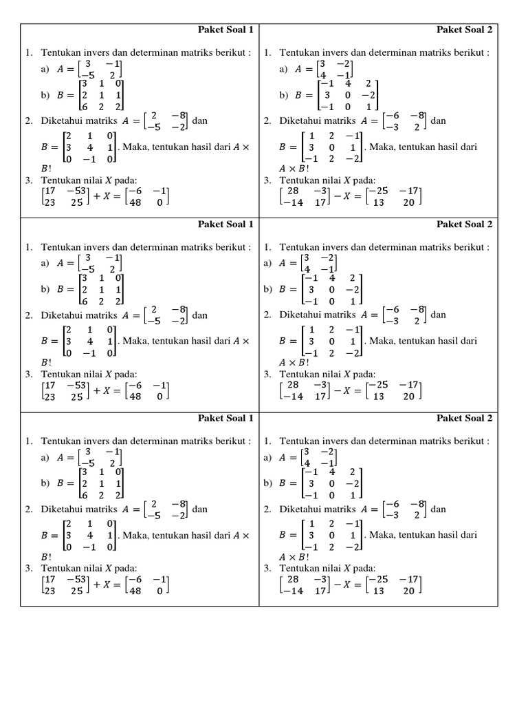 Soal Ulangan Matriks | PDF