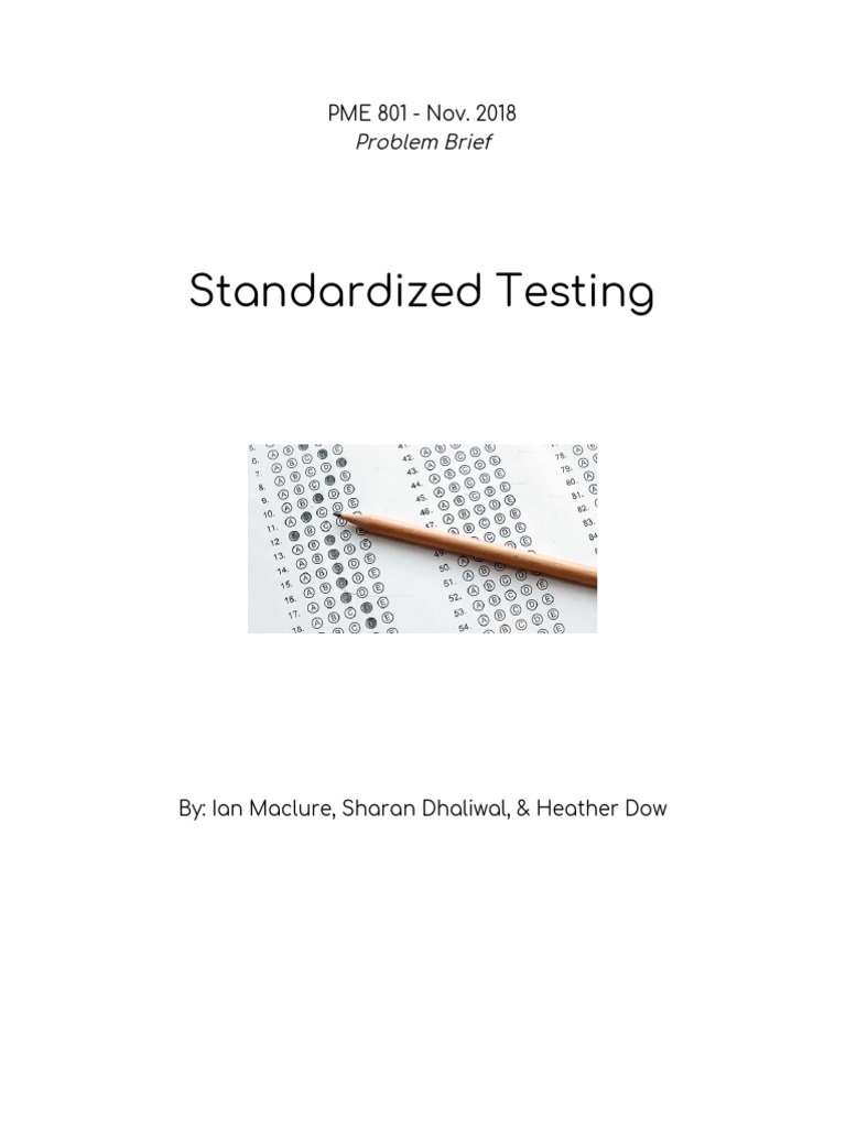 Standardized Testing - Problem Brief | PDF | Standardized Tests | Teachers