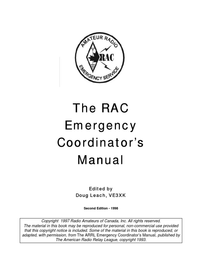 Rac Emergency Coordinator's Manual | PDF | Emergency Management | Emergency