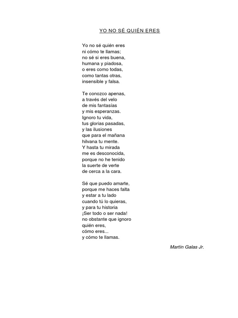 Poema "Yo no sé quién eres" | PDF | Novela negra, policíaca y suspenso