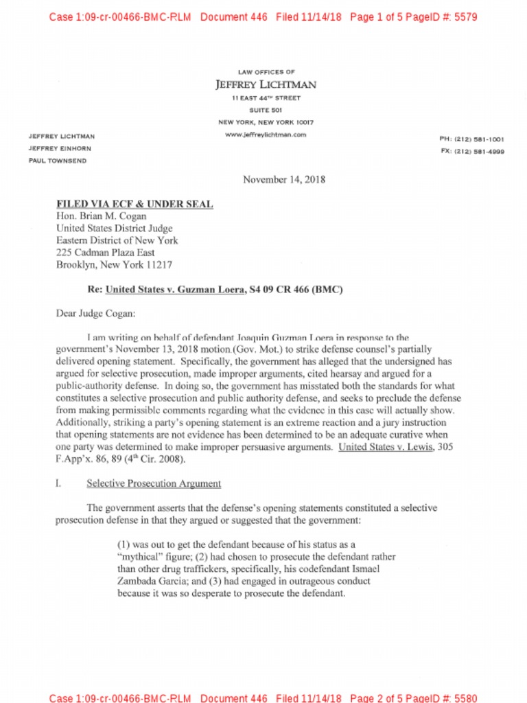 El Chapo Trial Prosecution Objects To Defense Opening Statements | PDF ...