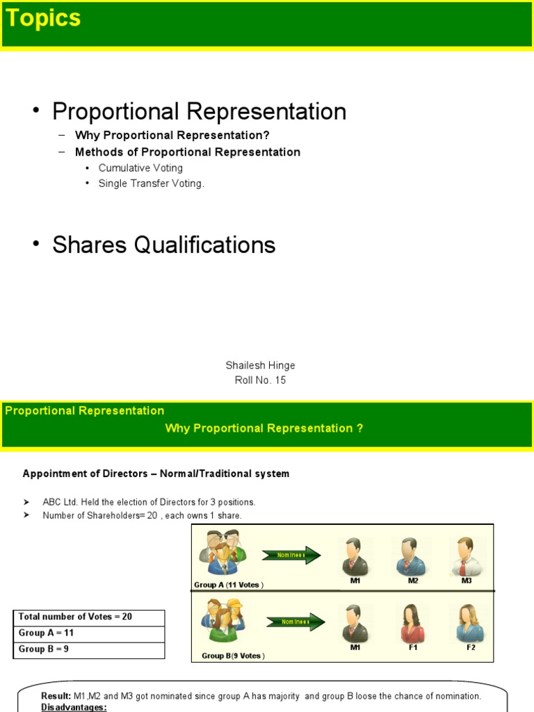 Proportional Representation in Director Elections | PDF | Voting ...