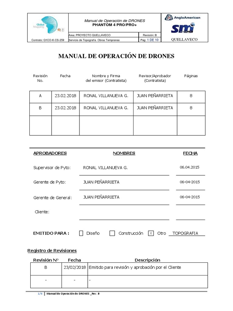 Manual de Operación de Drones Phantom 4 | PDF | Vehículo aéreo no ...