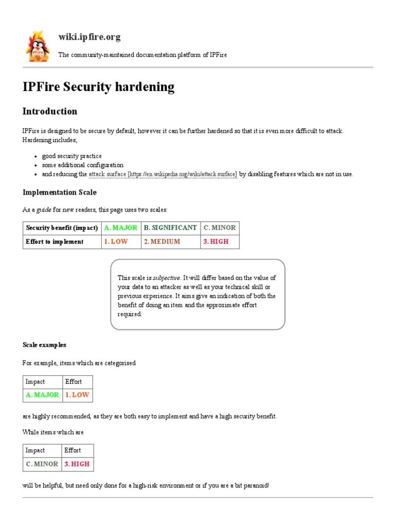 IPFire Security Hardening (Wiki - Ipfire.org) | PDF | Malware | I Pv6