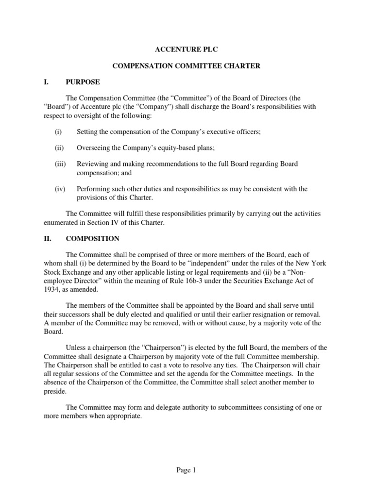 Accenture Compensation Committee Charter | PDF | Committee | Chairman