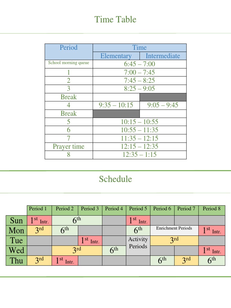 School Daily Schedule Overview | PDF
